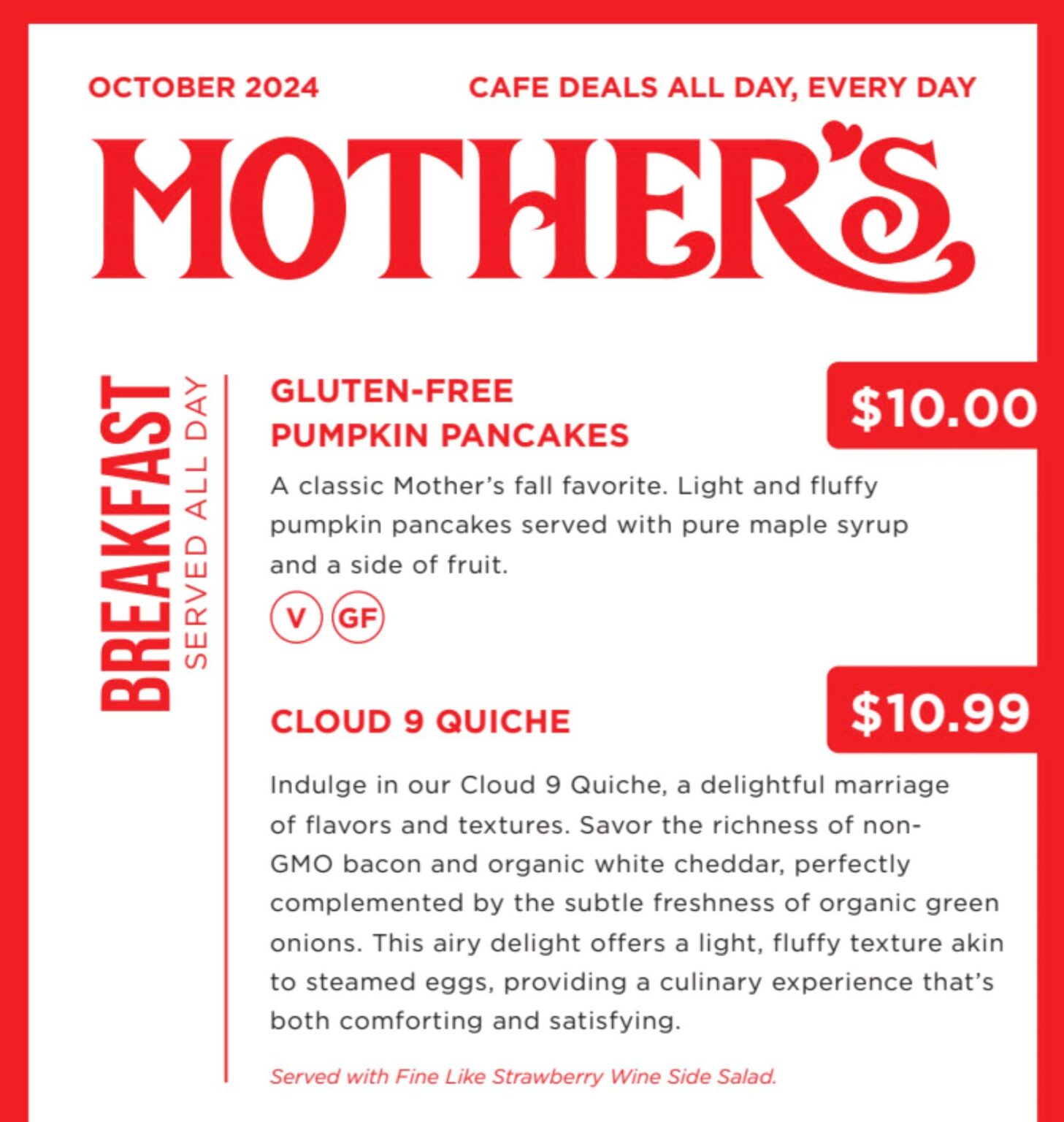 Cafe Menus | Mother's Market